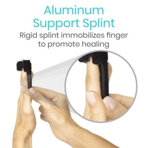 Vive Trigger Finger Splint Brace - Middle, Pinky, Pointer, Ring and Thumb Support - Palm Strap Included - Straighten Curved or Broken Fingers - Adjustable, Breathable Fit - Aluminum Pain Relief Guard