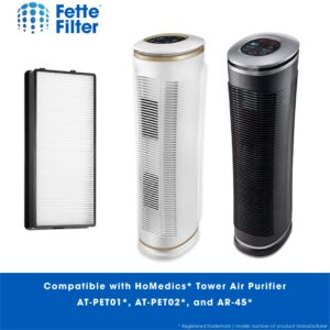 Fette Filter - at-OFL True Hepa Replacement Filter Compatible with HoMedics TotalClean True HEPA Tower Air Purifier Model AT-PET01 AT-PET02 and AR-45 Part Number at-OFL (Pack of 4)