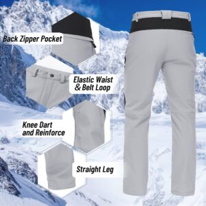 TACVASEN Men Ski Pants Insulated Waterproof Mens Waterproof Insulated Fishing/Hunting Pants Winter Work Pants for Men Insulated Ski Pants Men