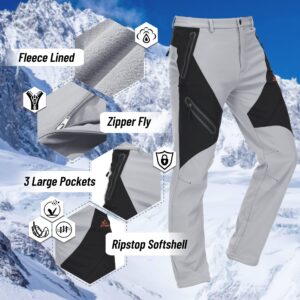 TACVASEN Men Ski Pants Insulated Waterproof Mens Waterproof Insulated Fishing/Hunting Pants Winter Work Pants for Men Insulated Ski Pants Men