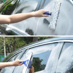 ITTAHO Squeegee for Window Cleaning,12" Squeegee and 11" Microfiber Scrubber Combi with Stainless Steel Pole,Extendable Window Cleaner for Car,Sliding Door,Shower Glass Door-Swivel Style-2 Pads