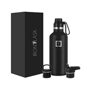 iron °flask sports water bottle - 32 oz - 3 lids (narrow spout lid) leak proof, durable vacuum insulated stainless steel - hot & cold double walled insulated thermos - valentines day gifts - him/her