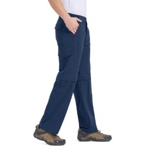 Hiking Pants for Men Convertible Zip Off Boy Scout Quick Dry Lightweight Cargo Travel Safari Pants (6088 Blue 34)