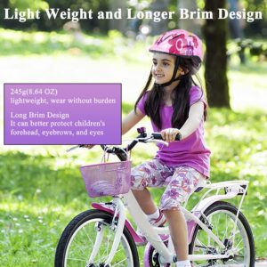 Lamsion Kids Helmet Adjustable with Sports Protective Gear Set Knee Elbow Wrist Pads for Toddler Ages 3 to 8 Years Old Boys Girls Cycling Skating Scooter Helmet-(Pink Sun Flower)