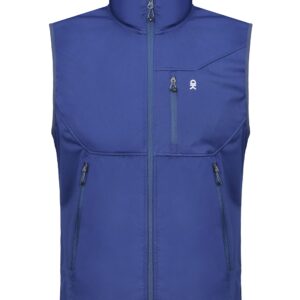 Little Donkey Andy Men's Lightweight Softshell Vest, Windproof Sleeveless Jacket for Travel Hiking Running Golf Blue XL