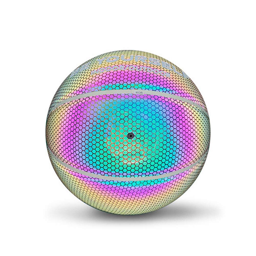 AOZBZ Glow Basketball NO.7 Holographic Basketball Glow in The Dark for Night Sports Kids Gifts, with Ball Bag, Inflator, Ball Needles