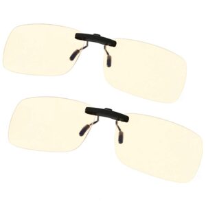 k kenzhou blue light filter clip-on computer reading glasses uv blue light anti eye strain unisex anti blue 2 pack (frame square & lens yellow)