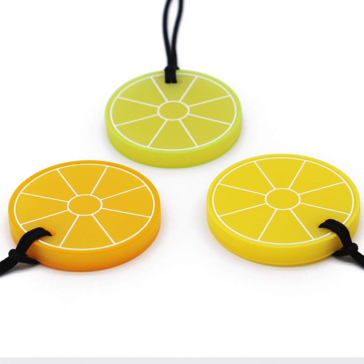 Lemon Sensory Chew Necklace - Chewing Necklace Teething Necklace Teether Necklace Chew Toys for Kids, Boys or Girls - Teething Toys Designed for Chewing, Autism, Autism Sensory Teether Toy (3 Pack)