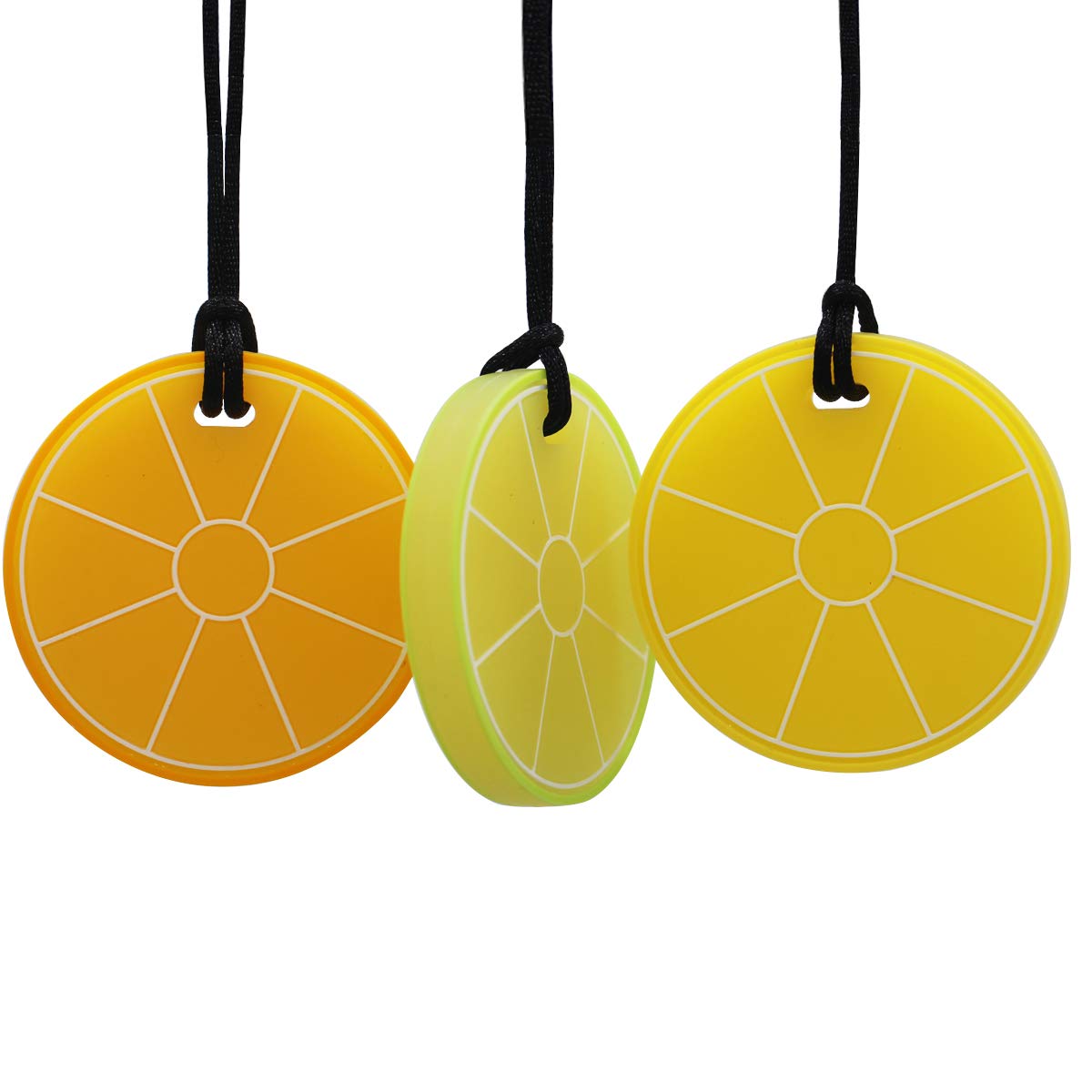 Lemon Sensory Chew Necklace - Chewing Necklace Teething Necklace Teether Necklace Chew Toys for Kids, Boys or Girls - Teething Toys Designed for Chewing, Autism, Autism Sensory Teether Toy (3 Pack)