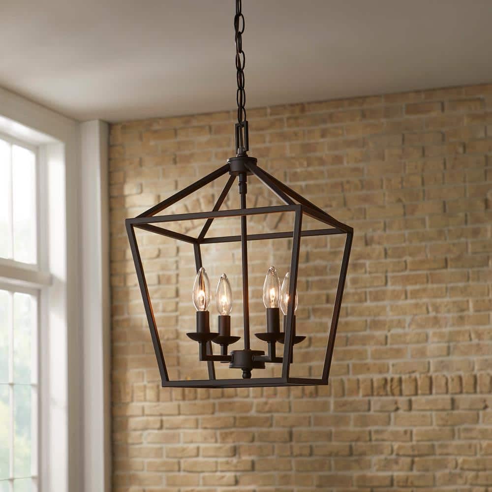 Home Decorators Collection 4- Light Bronze Caged Chandelier