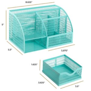 BLU MONACO Aqua Desk Organizer - Girly Cute Aqua Turquoise Desk Accessories - Storage for School Locker Bedroom or Home - Stationary Holder