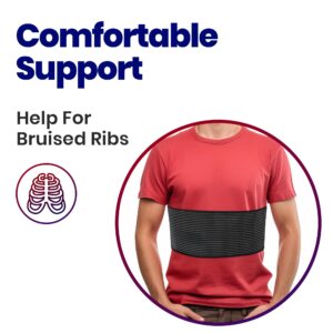 Rib Brace Chest Binder | Rib Belt to Reduce Rib Cage Pain | Chest Compression Support for Rib Muscle Injuries, Bruised Ribs | Breathable Chest Wrap Rib Brace for Women Men (Large/XL - BLack - 44 Inch)