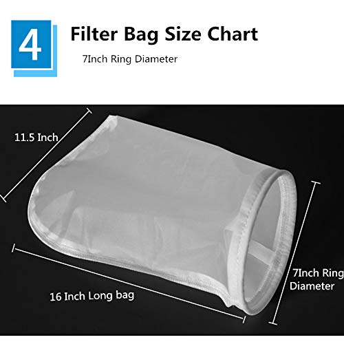 Nylon Mesh Filter Socks 7 Inch Ring 150 Micron 16 Inch Long NMO Aquarium Filter Bags -1Pack (150 Micron 7" x 16")