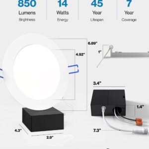 Sunco 24 Pack 6 Inch Ultra Thin LED Recessed Ceiling Lights Slim, 4000K Cool White, Dimmable 14W, Canless Wafer Thin with Junction Box - Energy Star