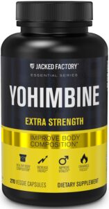 jacked factory yohimbine extra strength supplement, 270 capsules - premium yohimbe bark extract for experienced users - body recomposition, energy & more - zero fillers - 270 veggie capsule pills