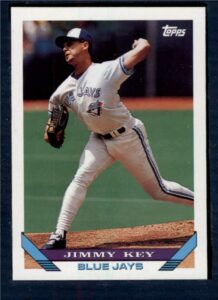 baseball mlb 1993 topps #596 jimmy key #596 nm blue jays