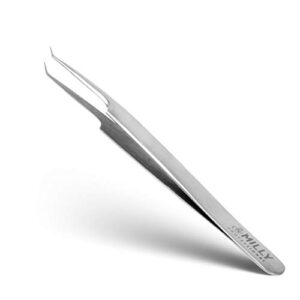 by milly professional - volume eyelash extension tweezers - lash tweezers for volume pick-up - curved precision closure tips - titanium coated stainless steel - 12 cm (4.72 inches)