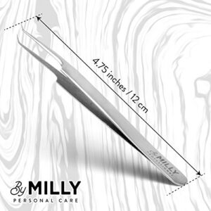 By MILLY Professional - Volume Eyelash Extension Tweezers - Lash Tweezers for Volume Pick-Up - Curved Precision Closure Tips - Titanium Coated Stainless Steel - 12 cm (4.72 inches)