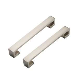 handlemax 6" modern satin nickel kitchen cabinet drawer handle pull hardware, 128mm (~5") hole center, 19sn128, 10 pack