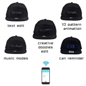 Bluetooth LED Hat Display Message Funny LED Caps for Party Mystery Black