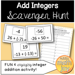 add integers scavenger hunt