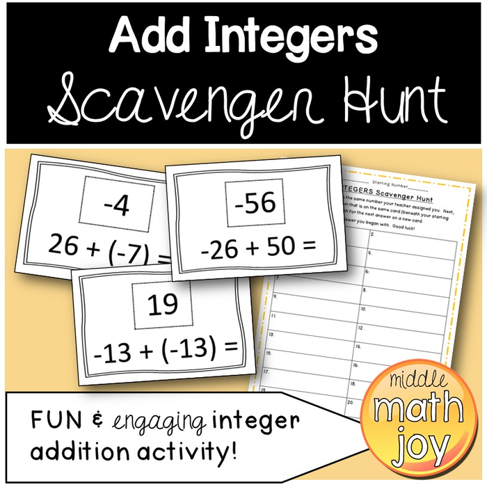 Add Integers Scavenger Hunt