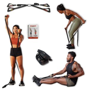 bullworker iso-flo isometric exercise equipment - suspension trainer straps & resistance bands for calisthenics, pilates and strength training, portable home gym back, core, leg, arm workout equipment