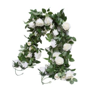 huata 3pcs 6.56ft artificial rose flower silk vine hanging wedding decor garlands home outdoor indoor decor flower (champagne)