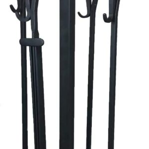 Fireplace Toolset – 5 Piece Fireplace Toolset – Strong Cast Iron Toolset – Accessories include Tong, Shovel, Base, Poker and Brush – Sturdy well balanced Stand to hold all Tools and Accessories