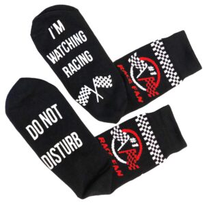 funny novelty full length sports fan lounge socks - great gift for sports fans (racing)