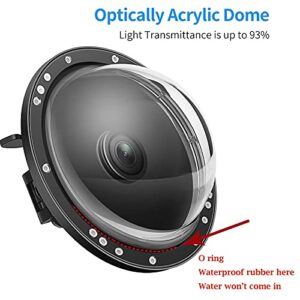 D&F Dome Port for DJI OSMO Action Camera 1, Dual Handheld Dome Lens Built-in 45m/147ft Waterproof Housing Case Equip with High Clear Dome Lens/Trigger Buttun/Water-Line