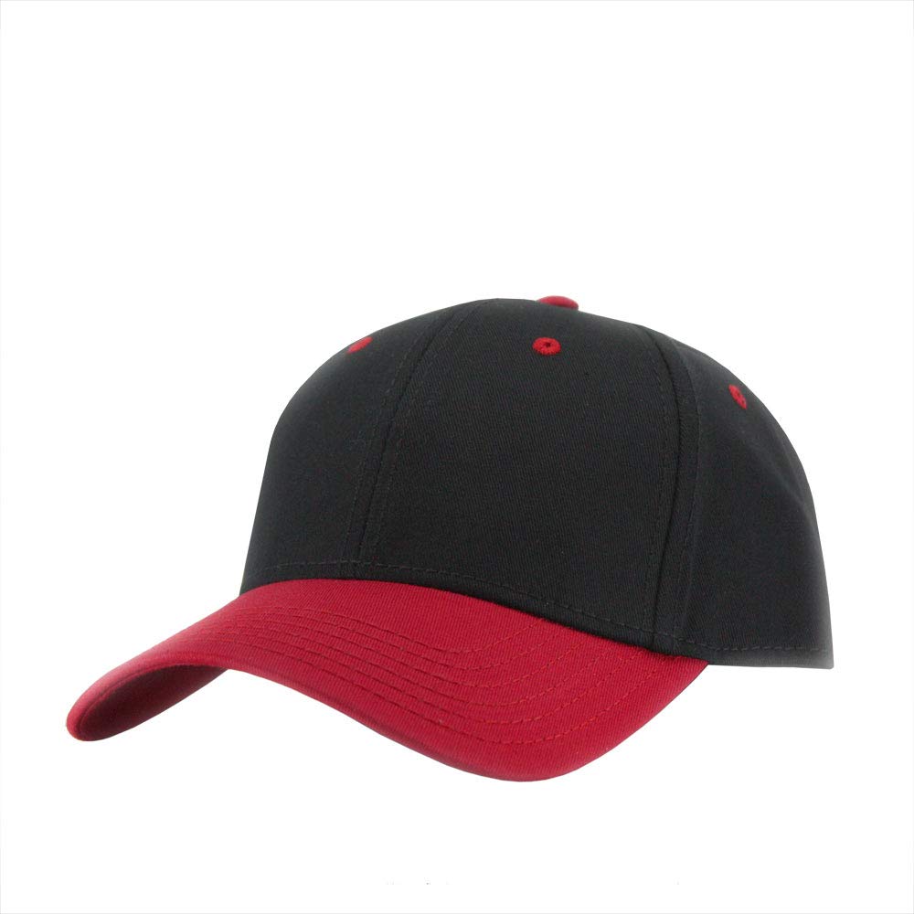 Classic Vibrant Cotton Men Women Low Profile Structured Firm Baseball Cap (Red/Black/Black)