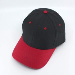 Classic Vibrant Cotton Men Women Low Profile Structured Firm Baseball Cap (Red/Black/Black)