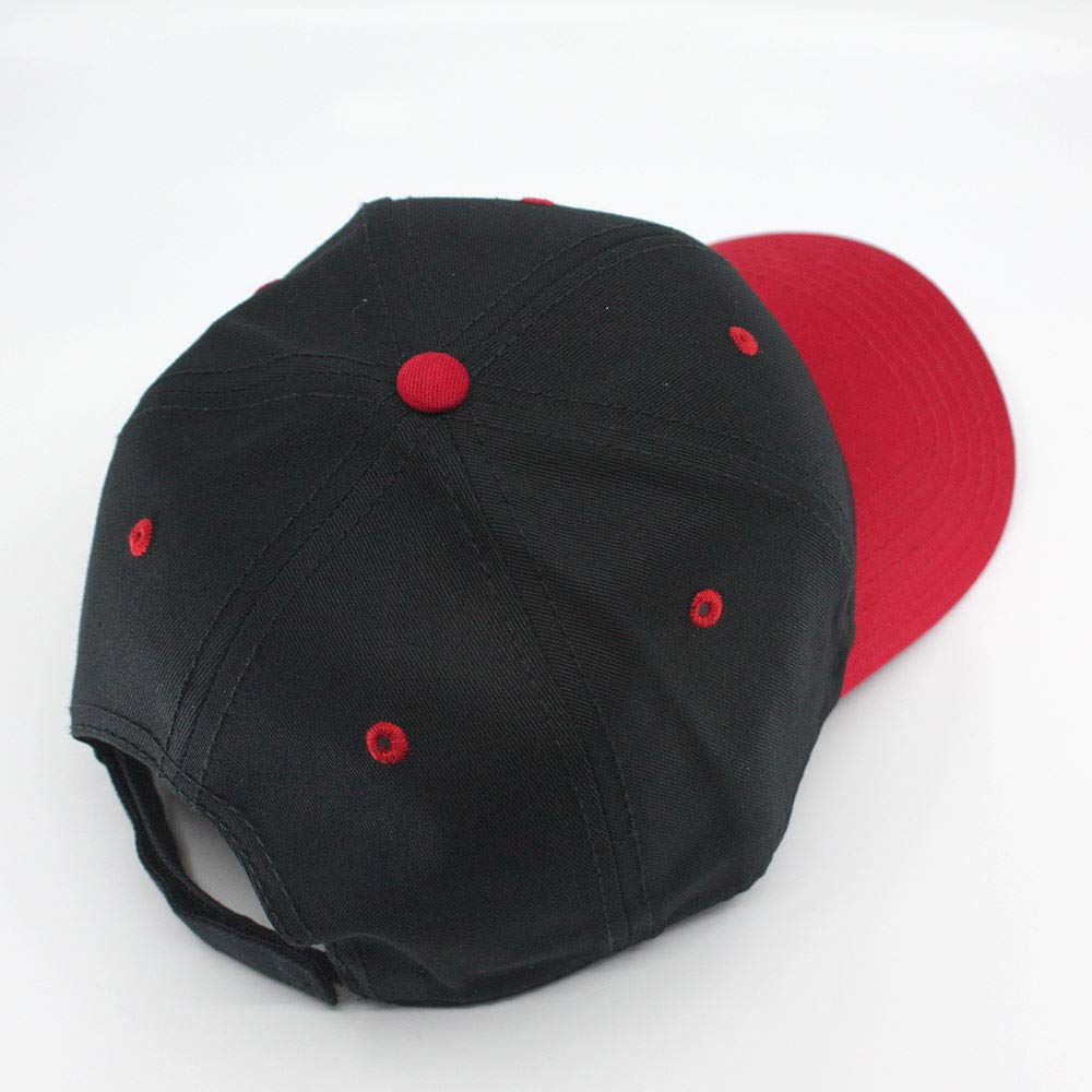 Classic Vibrant Cotton Men Women Low Profile Structured Firm Baseball Cap (Red/Black/Black)