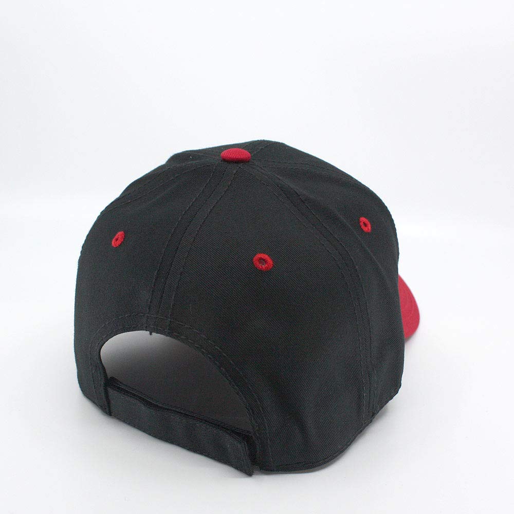 Classic Vibrant Cotton Men Women Low Profile Structured Firm Baseball Cap (Red/Black/Black)