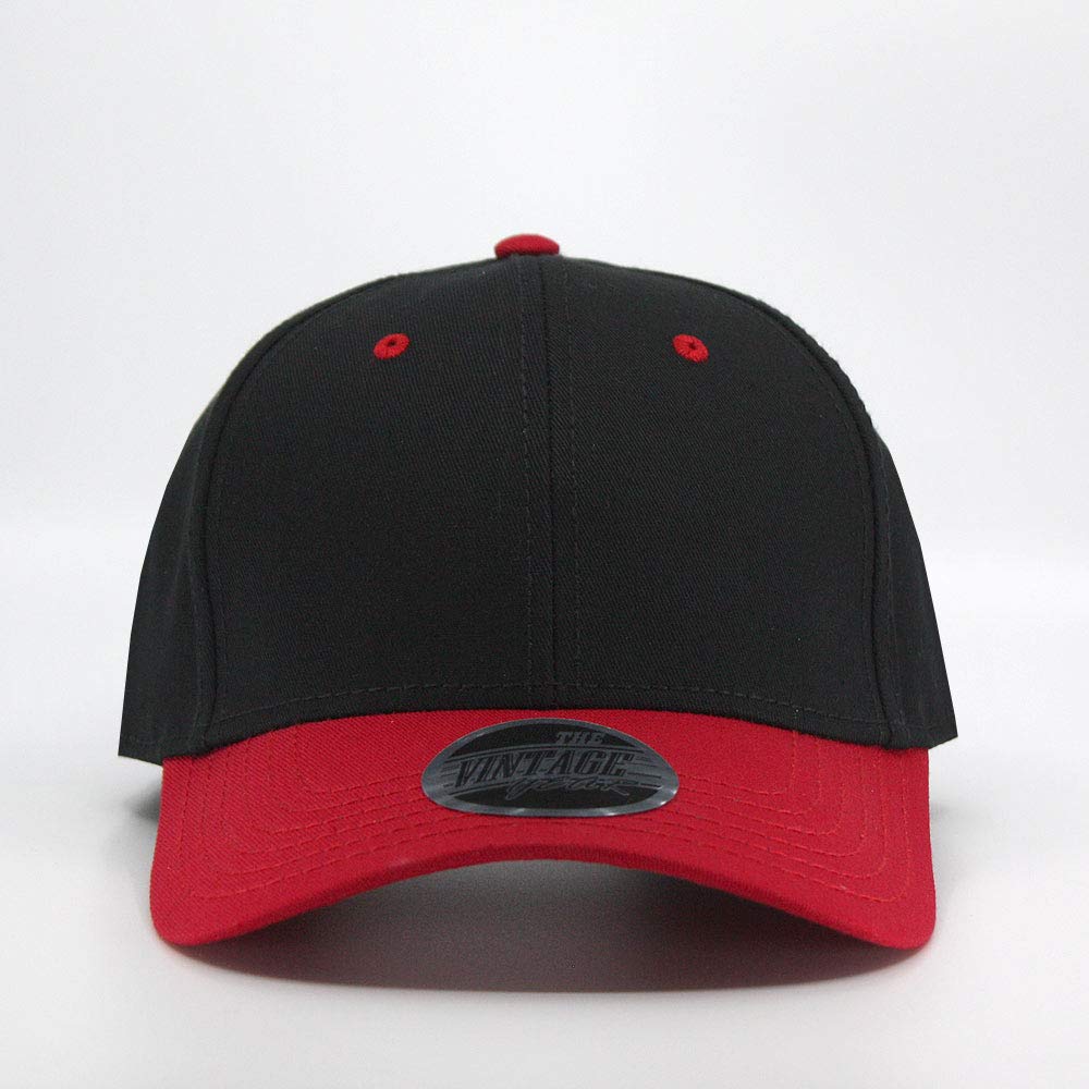 Classic Vibrant Cotton Men Women Low Profile Structured Firm Baseball Cap (Red/Black/Black)