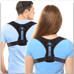 sr sun room posture corrector for men and women- adjustable upper back brace for clavicle support and providing pain relief from neck, back and shoulder