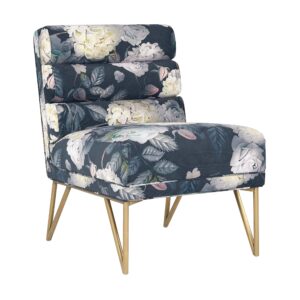 TOV Furniture Kelly Contemporary Channel Tufted Home Office Accent Chair, 24", Floral