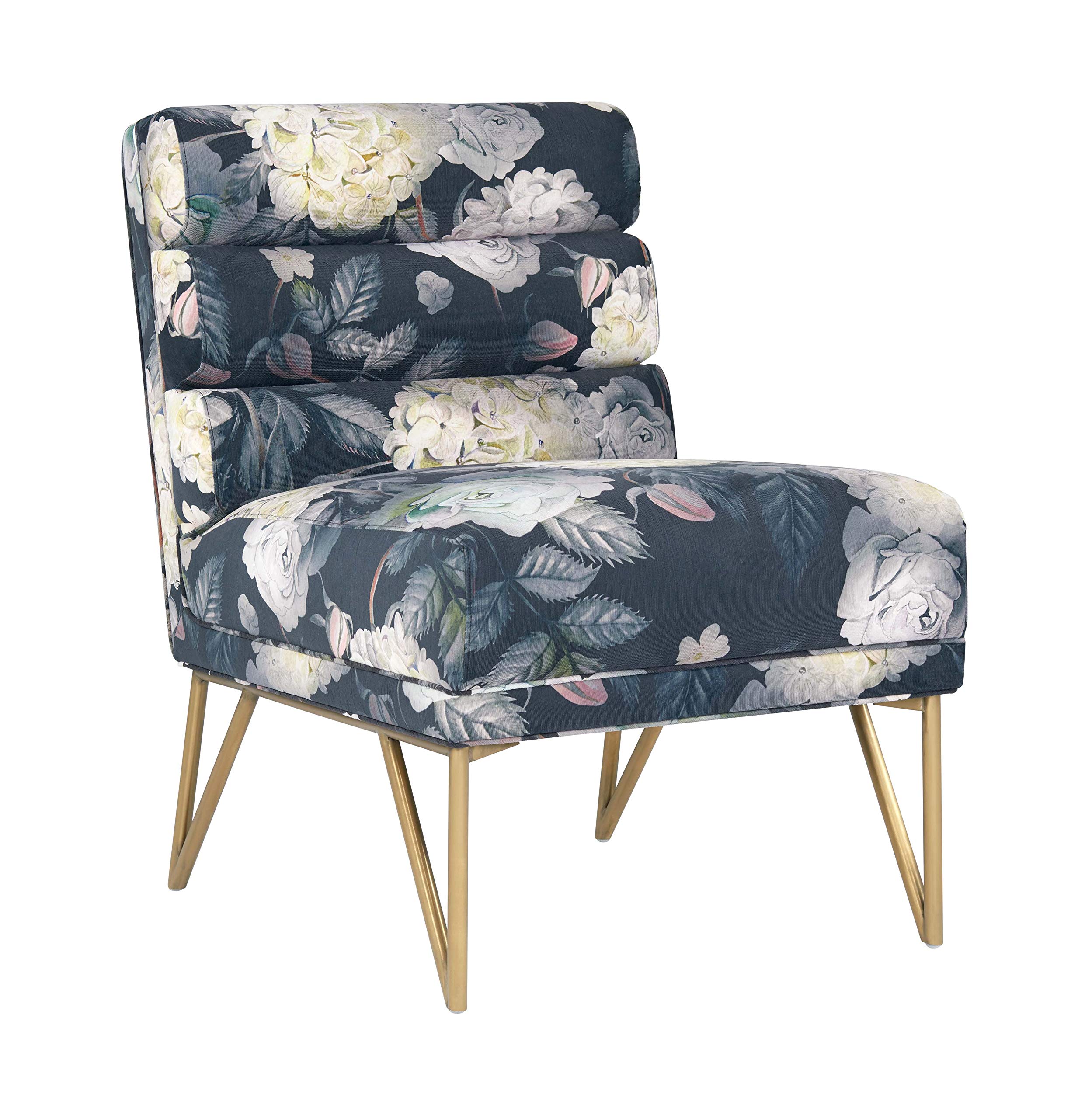 TOV Furniture Kelly Contemporary Channel Tufted Home Office Accent Chair, 24", Floral