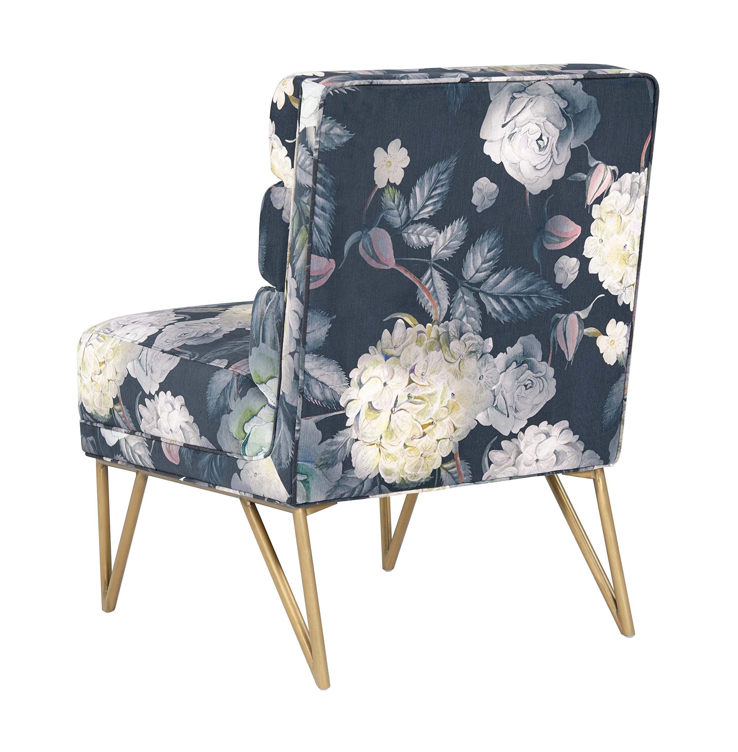 TOV Furniture Kelly Contemporary Channel Tufted Home Office Accent Chair, 24", Floral