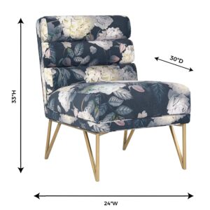 TOV Furniture Kelly Contemporary Channel Tufted Home Office Accent Chair, 24", Floral