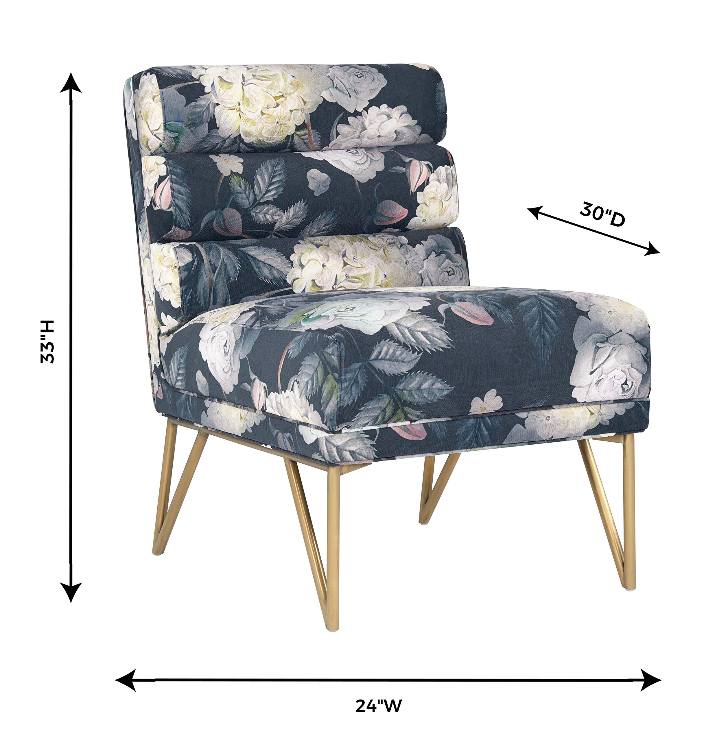 TOV Furniture Kelly Contemporary Channel Tufted Home Office Accent Chair, 24", Floral