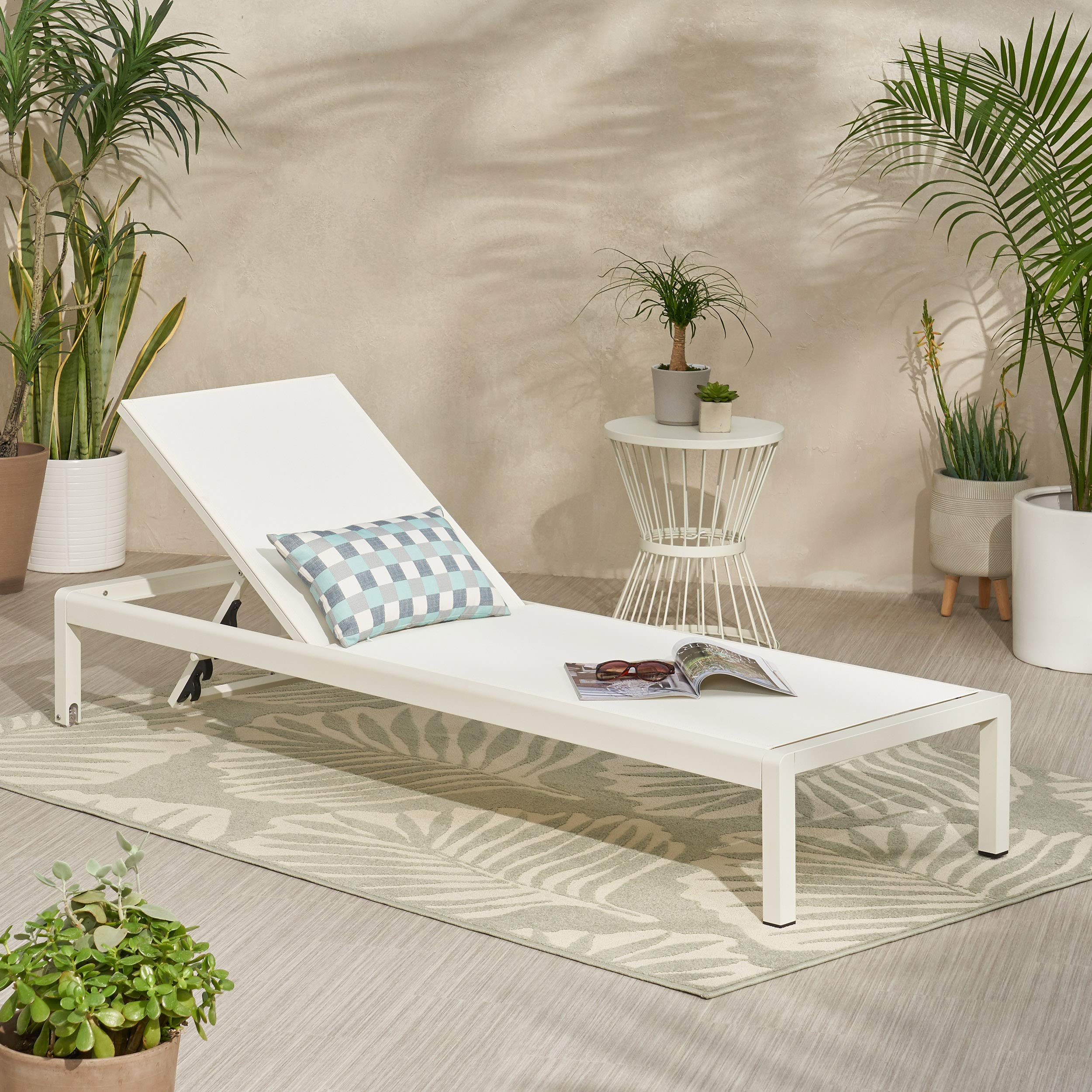 Christopher Knight Home Cynthia Outdoor Chaise Lounge, White