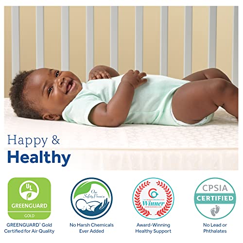 Sealy Butterfly Breathable Premium Foam Baby Crib Mattress & Toddler Bed Mattress, Washable Cover, Waterproof Crib Mattress, American Foam GREENGUARD GOLD Certified for Safety, Made in USA, 52"x28"