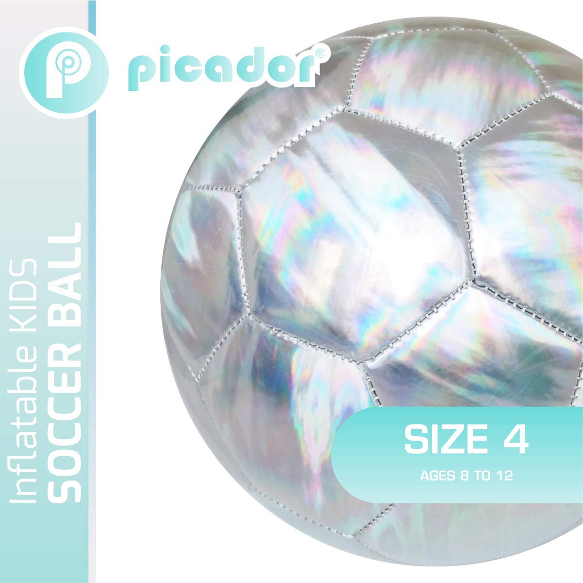 PP PICADOR Kids Youth Soccer Ball, Sparkling Classic Soccer Balls for Girls Boys Student Children Training School Indoor Size 4(White)