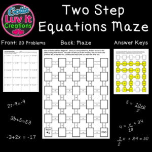 solving equations two step equations maze activity