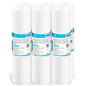 membrane solutions 50 micron sediment water filter replacement polypropylene cartridge 10"x 2.5" for whole house ro system, compatible with aqua-pure ap110, ge fxusc,whkf-gd05,culligan p5-6 pack