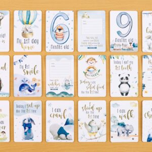 Christian Art Gifts Baby Boy Milestone Photo Prop Cards - Set of Keepsake Cards w/Scripture, Newborn to Month 12, Including Baby’s First Tooth, Haircut, Christmas