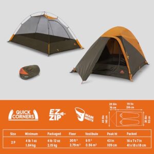 Kelty Grand Mesa 2P Backpacking Tent – 3 Season 2 Man Camping Thru Hiking Shelter, Aluminum Poles, Single Door + Vestibule, 2024 Model (2P)