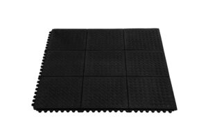 incstores 5/8 inch thick evolution rubber interlocking floor tiles | flexible rubber floor tiles for a stronger and safer basement, home gym, shed, or trailer | diamond plate, 5 pack